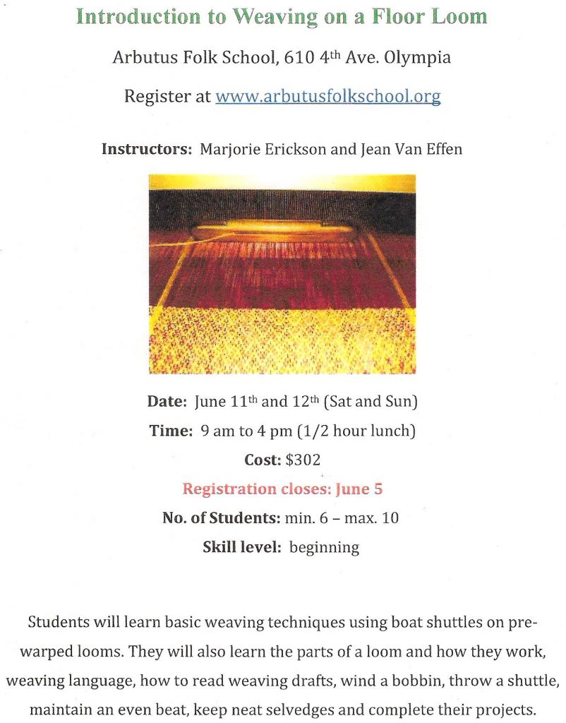 Introduction To Weaving On A Floor Loom Class At Arbutus Folk School introduction-to-weaving-on-a-floor-loom-class-at-arbutus-folk-school